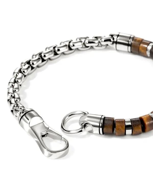 John Hardy Sterling Heishi Tiger Eye Bead Bracelet