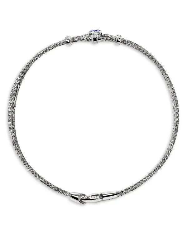 John Hardy Sterling Woven Link Bracelet With Tanzanite And Diamonds