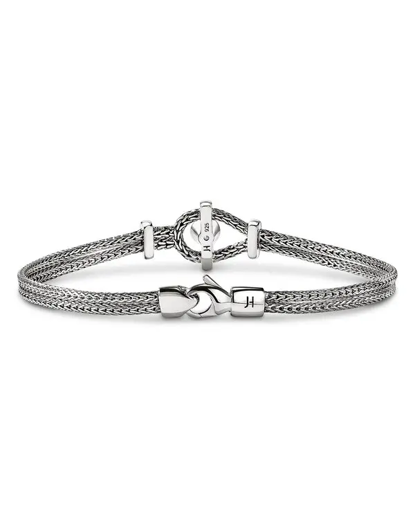John Hardy Sterling Woven Link Bracelet With Tanzanite And Diamonds