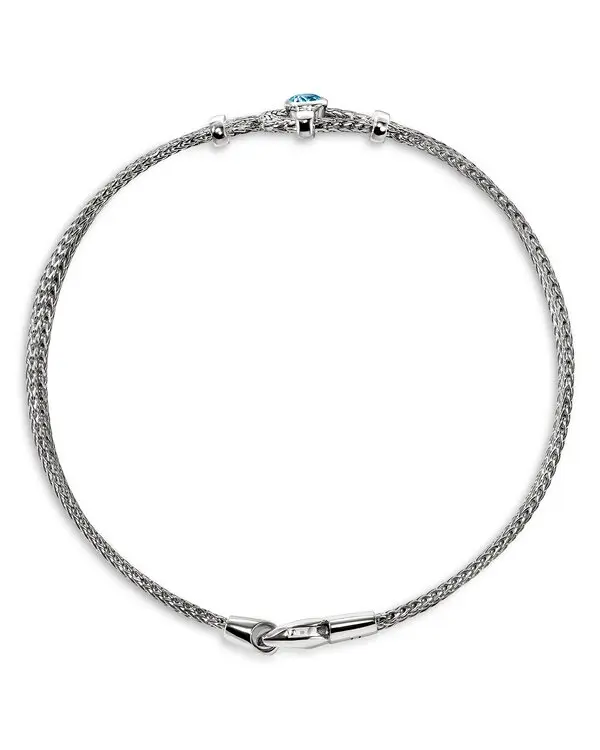 John Hardy Sterling Icon Swiss Blue Topaz Double Woven Link Bracelet