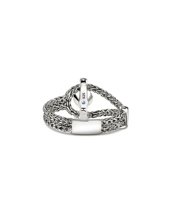 John Hardy Sterling Icon Swiss Blue Topaz Halo Woven Ring