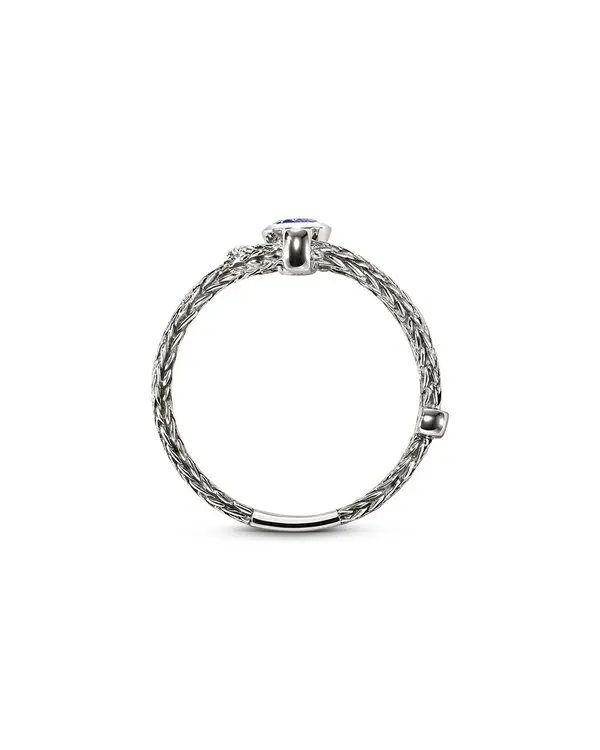 John Hardy Sterling Icon Tanzanite & Diamond Halo Chain Ring