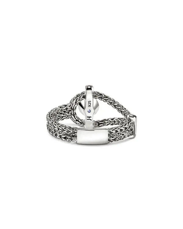 John Hardy Sterling Icon Tanzanite & Diamond Halo Chain Ring