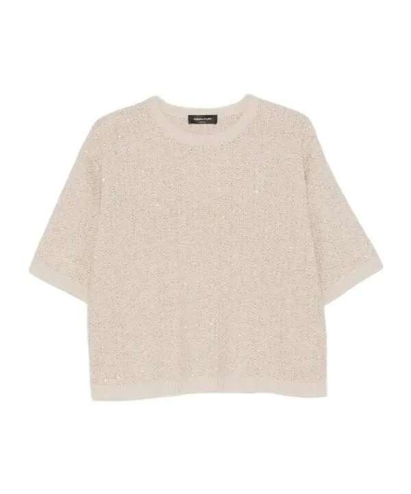 Fabiana Filippi Sequin Embellished Short Sleeve Sweater