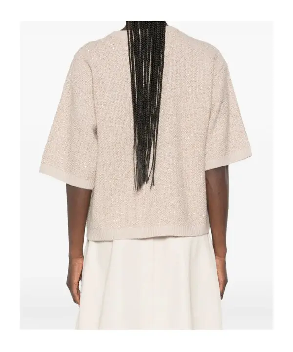 Fabiana Filippi Sequin Embellished Short Sleeve Sweater