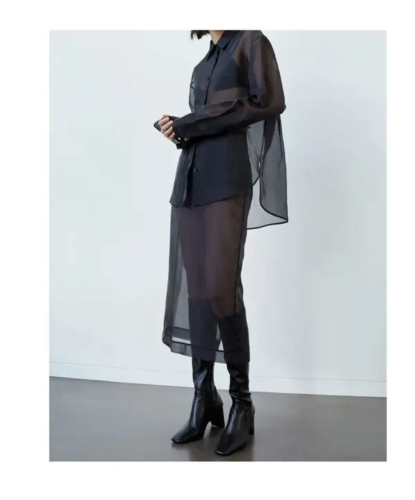 THE FRANKIE SHOP Peri Sheer Midi Skirt