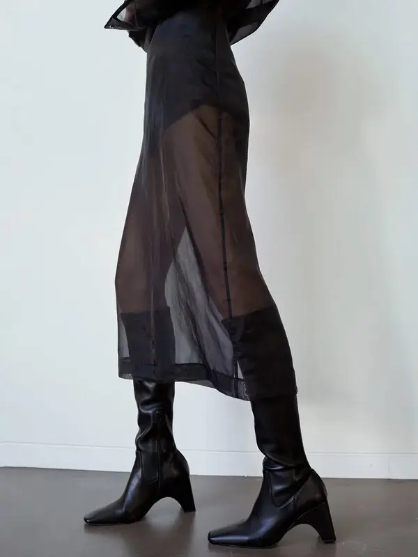 THE FRANKIE SHOP Peri Sheer Midi Skirt