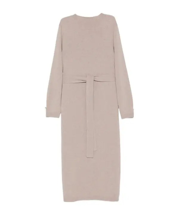 Fabiana Filippi Long-sleeved Midi Dress With Tie Detail - Taupe