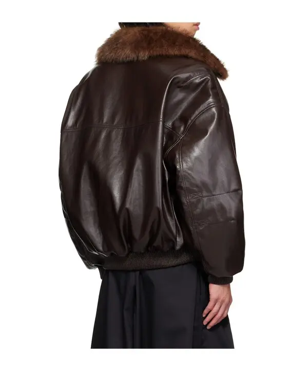 LU'U DAN Faux Leather Workwear Flight Jacket