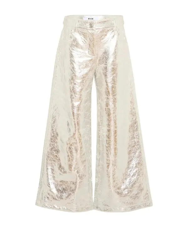 MSGM Metallic-effect Wide-leg Trousers