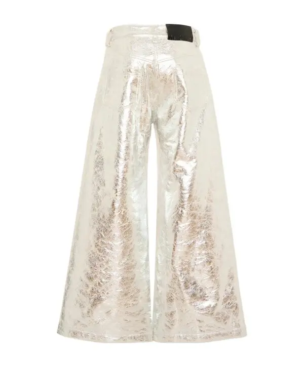 MSGM Metallic-effect Wide-leg Trousers