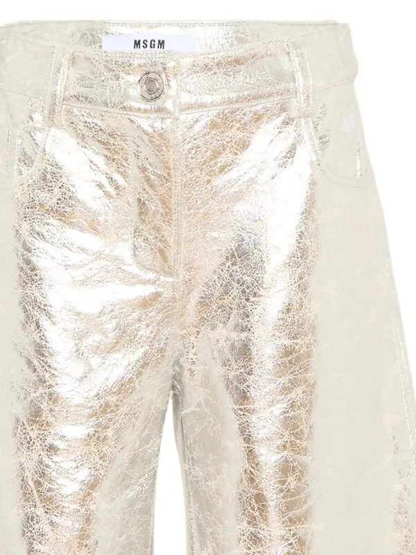 MSGM Metallic-effect Wide-leg Trousers