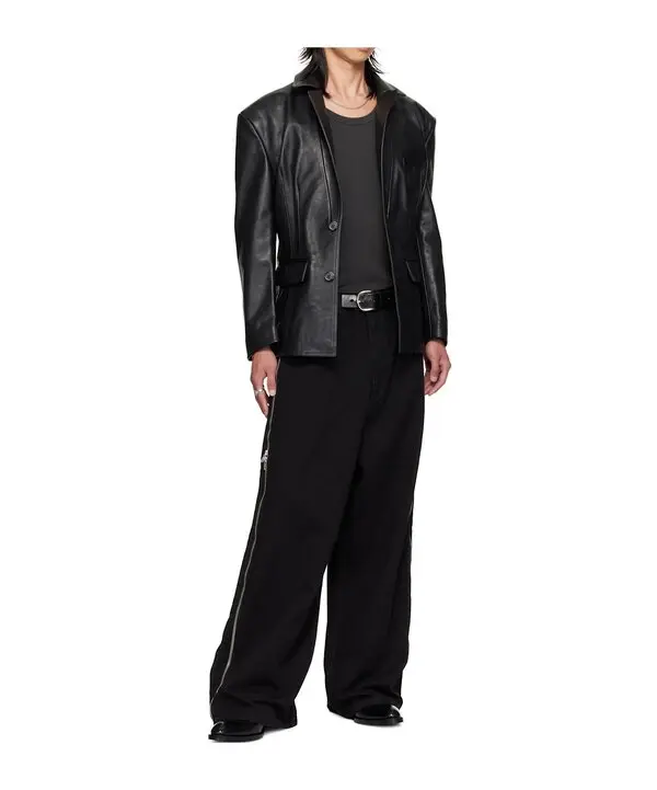 LU'U DAN Belted Leather Suit Jacket