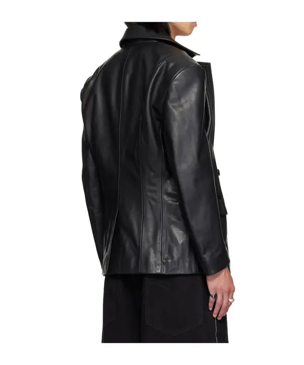 LU'U DAN Belted Leather Suit Jacket