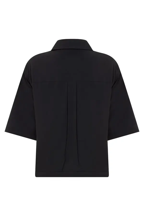 Herno Boxy Three-quarter Sleeve Buttoned Jacket - Black