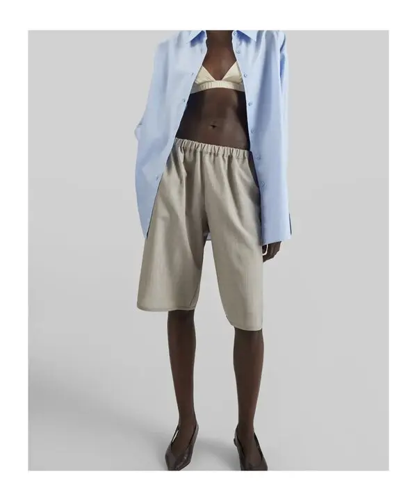 THE FRANKIE SHOP Elastic Waist Bermuda Shorts - Beige