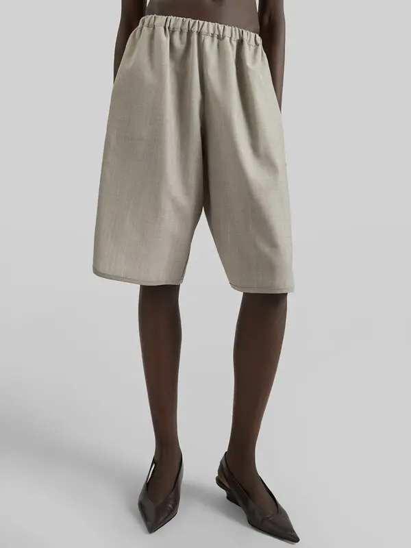 THE FRANKIE SHOP Elastic Waist Bermuda Shorts - Beige