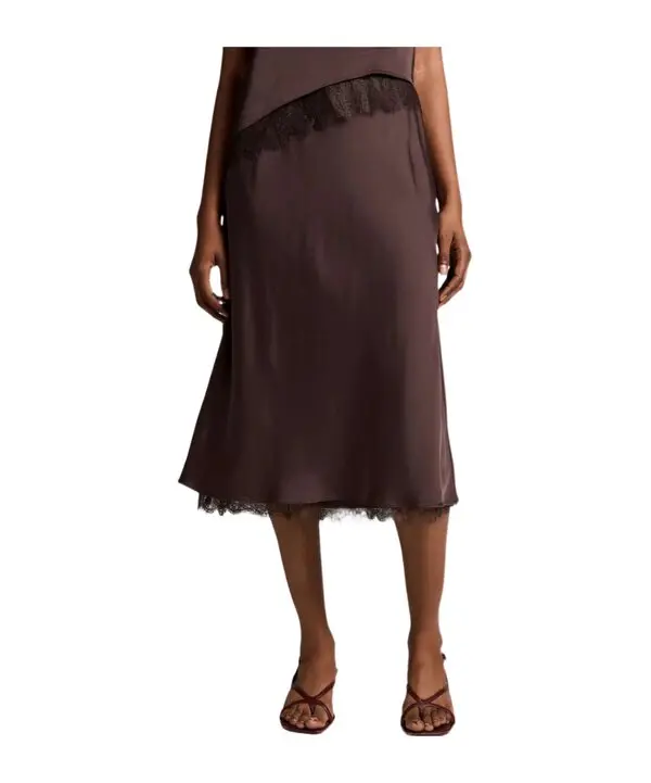 Vince Lace Trim Midi Skirt - Braun