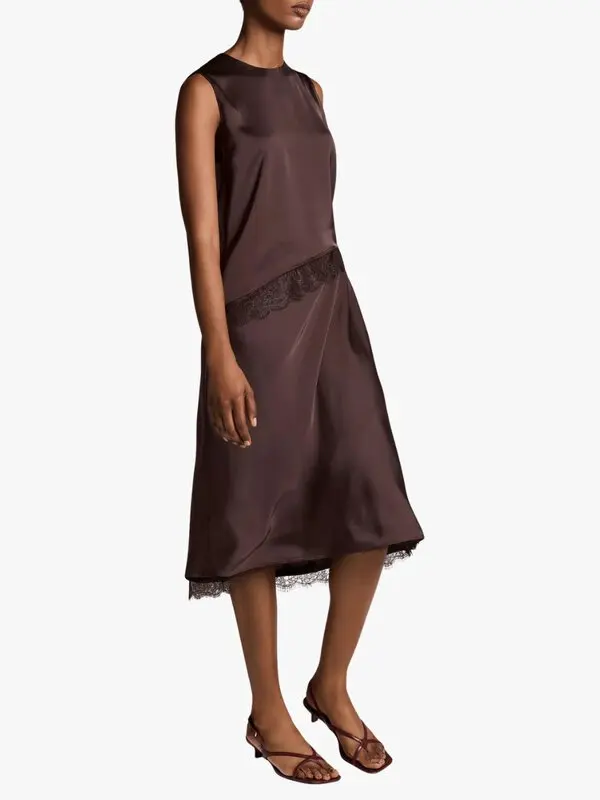 Vince Lace Trim Midi Skirt - Braun