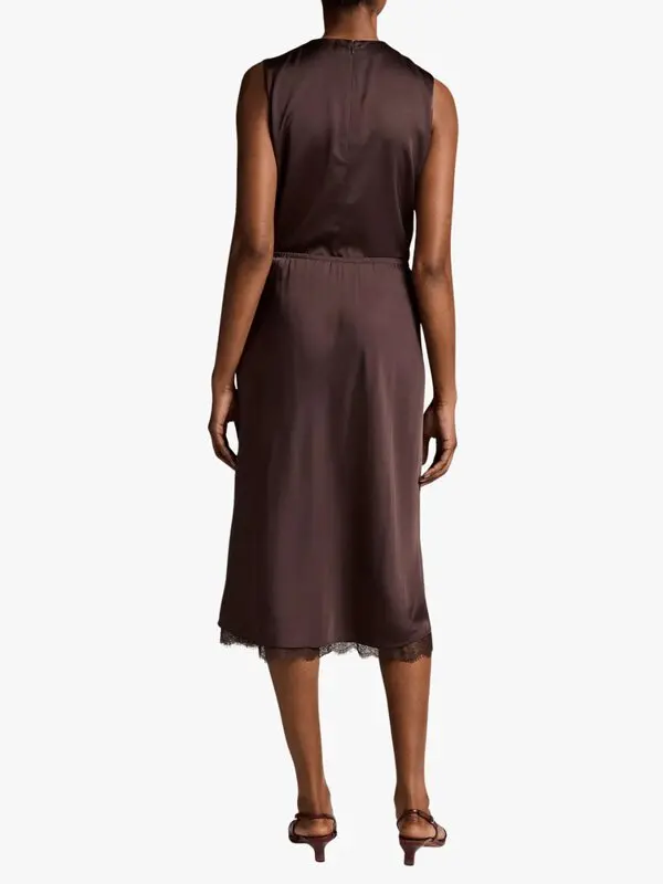 Vince Lace Trim Midi Skirt - Braun