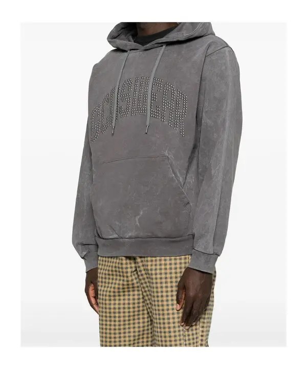Gcds Stud-embellished Washed-effect Hoodie