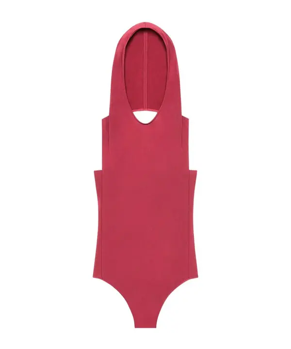 COURREGES Sleeveless Hooded Illusion Bodysuit - Red