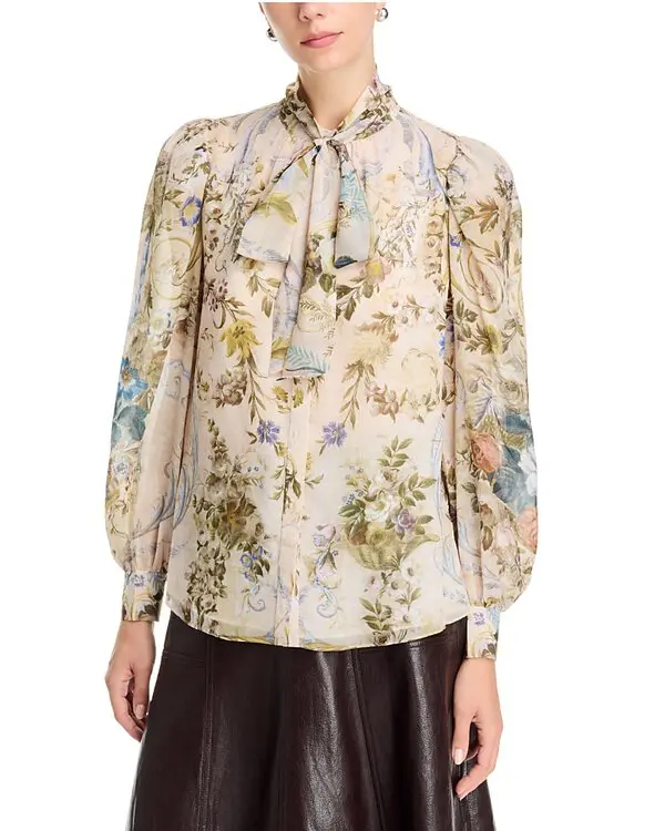 Kobi Halperin Beau Printed Tie Neck Blouse