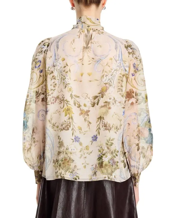 Kobi Halperin Beau Printed Tie Neck Blouse
