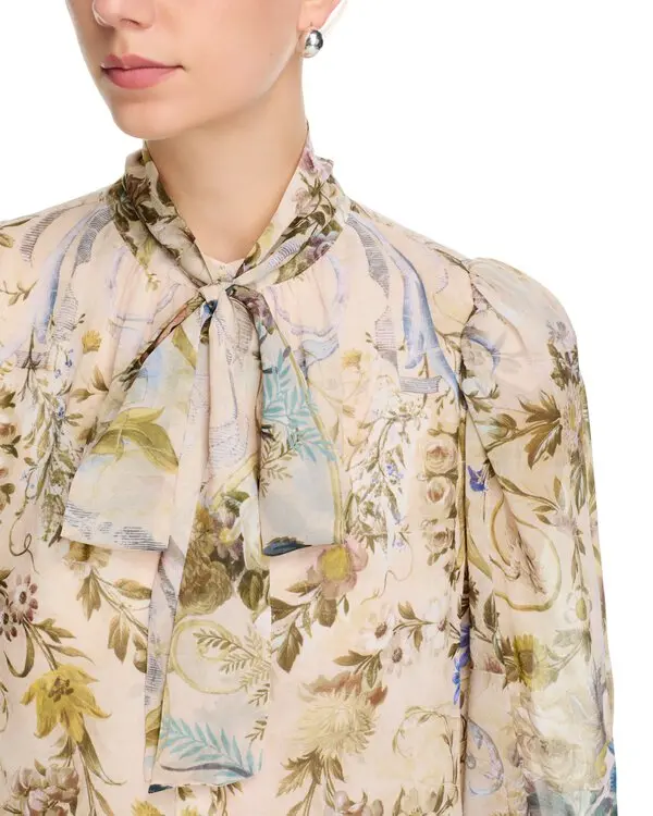 Kobi Halperin Beau Printed Tie Neck Blouse