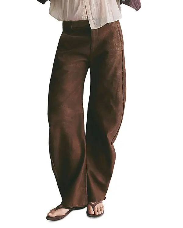 Free People Spotlight Faux Leather Pants - Chocolate