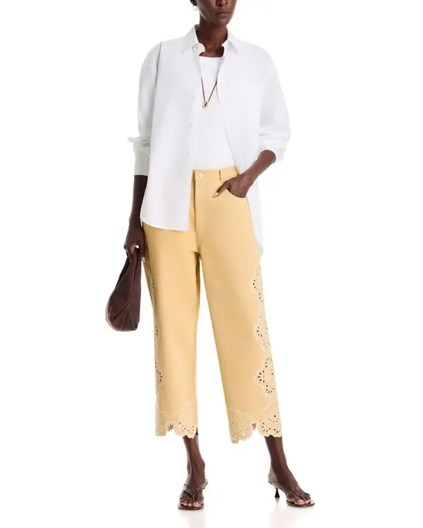 A.REN Jules Embroidered Cotton Crop Pants