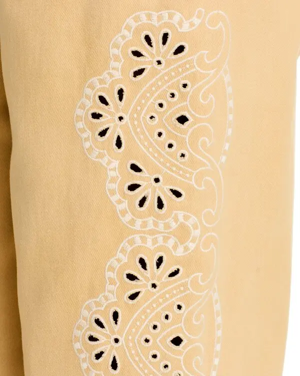 A.REN Jules Embroidered Cotton Crop Pants