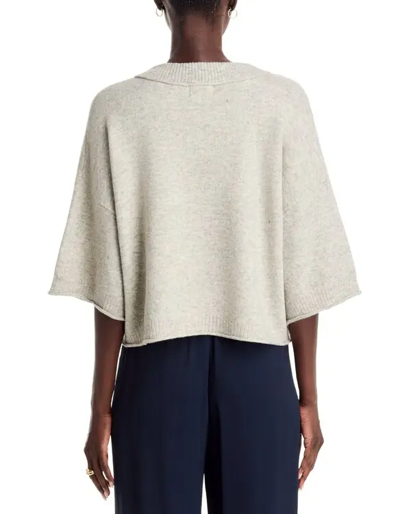 A.REN Romane Button Front Short Sleeve Sweater