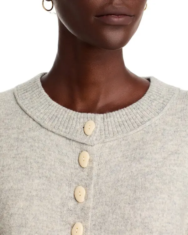 A.REN Romane Button Front Short Sleeve Sweater