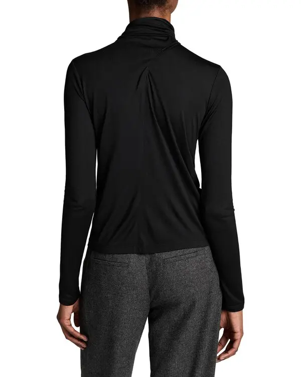 Vince Long Sleeve Tie Neck Top - Black