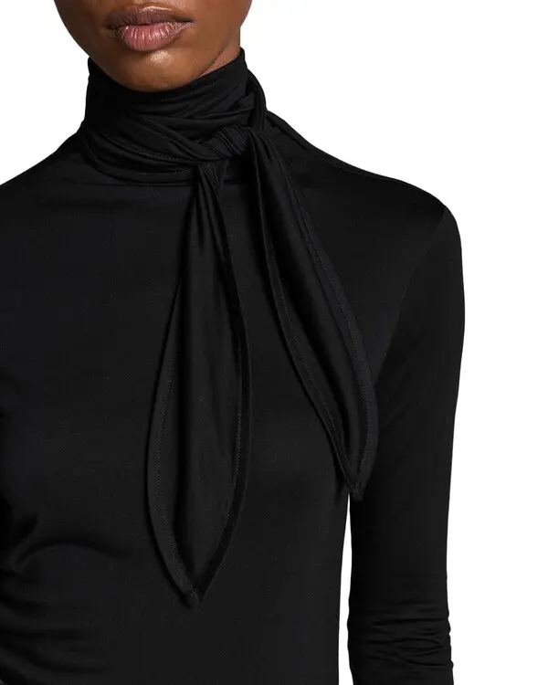 Vince Long Sleeve Tie Neck Top - Black