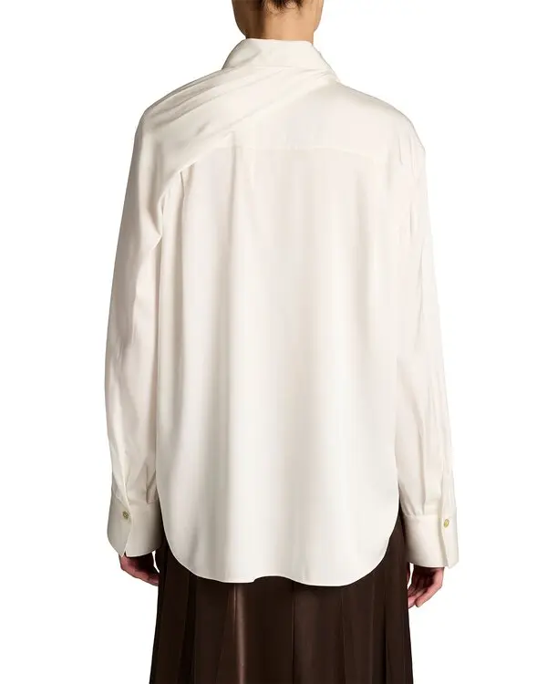 Vince Draped Scarf Tie Long Sleeve Shirt