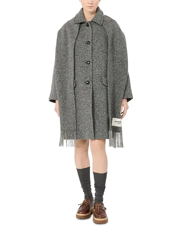 Max Mara Wkdlatino Wool Blend Coat With Scarf Detail