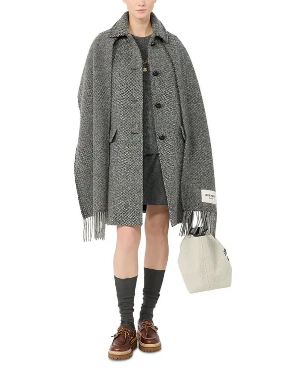 Max Mara Wkdlatino Wool Blend Coat With Scarf Detail