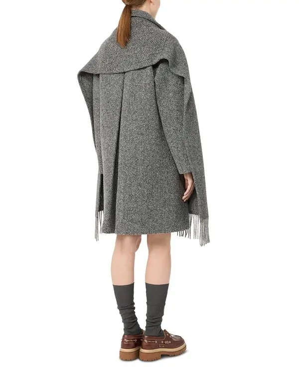 Max Mara Wkdlatino Wool Blend Coat With Scarf Detail