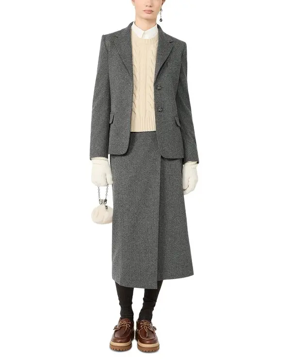 Max Mara Chevron Knit Blazer - Medium Grey