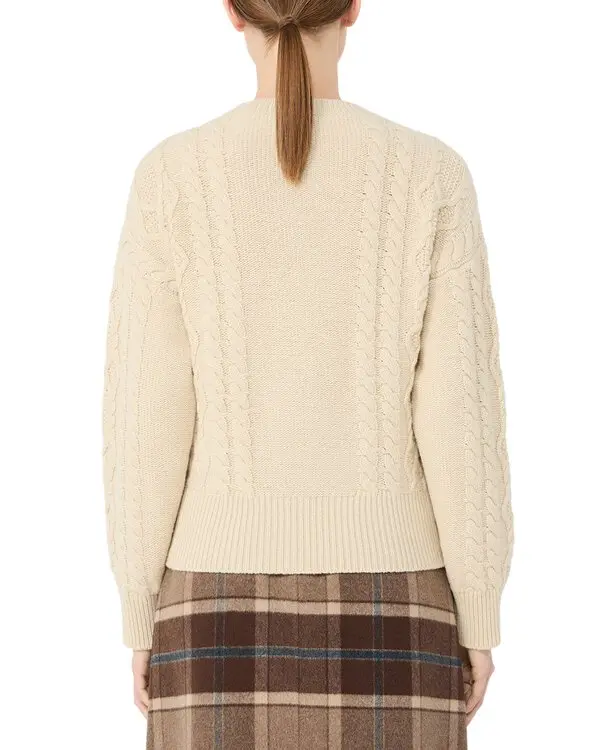 Max Mara Wkdalben Wool Cable Knit Crewneck Sweater