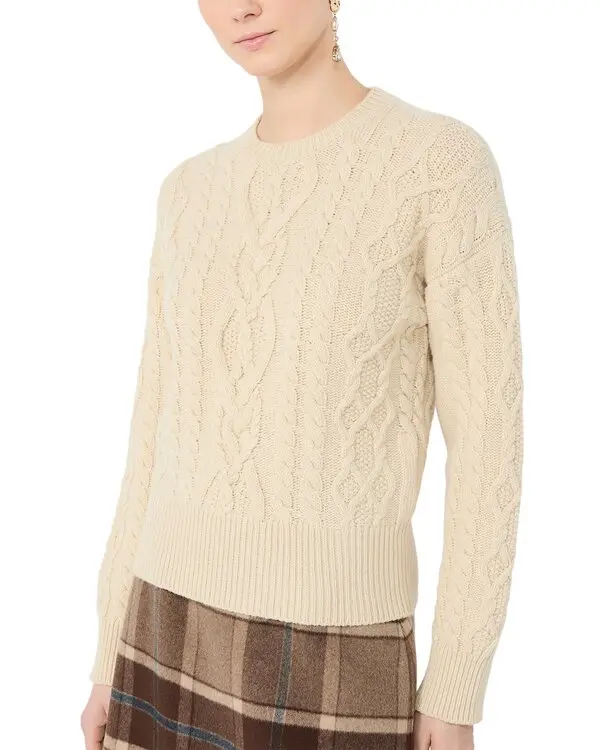 Max Mara Wkdalben Wool Cable Knit Crewneck Sweater