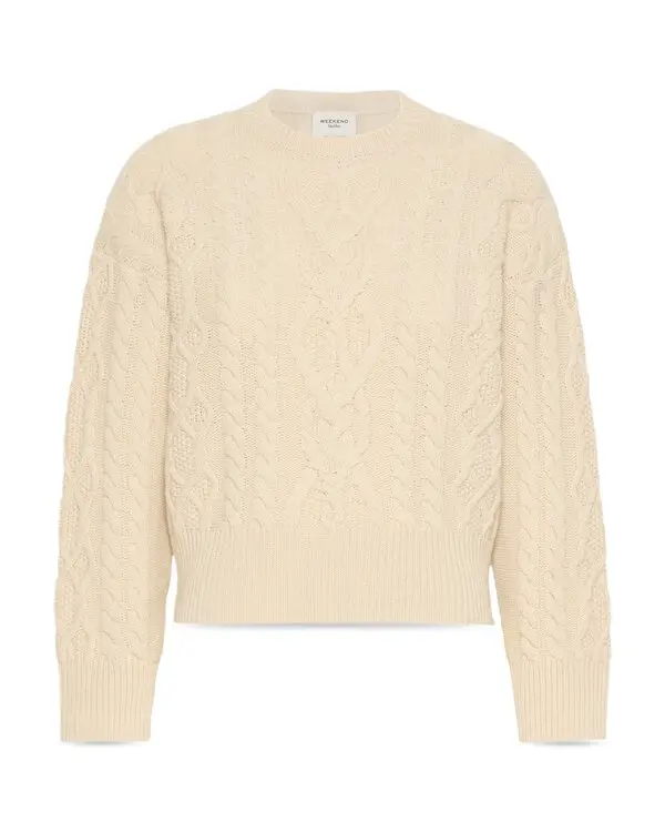 Max Mara Wkdalben Wool Cable Knit Crewneck Sweater