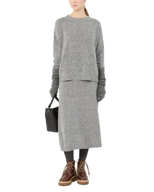 Max Mara Wool Blend Tweed Crewneck Sweater