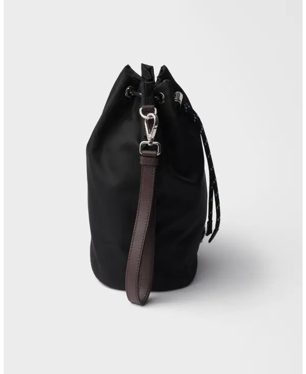 Prada Speedrock Re-nylon And Leather Pouch - Black
