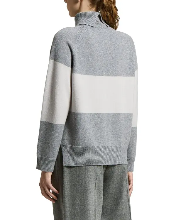 Peserico Wool Blend Turtleneck Sweater With Colorblock Detail