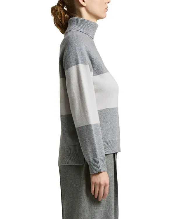 Peserico Wool Blend Turtleneck Sweater With Colorblock Detail