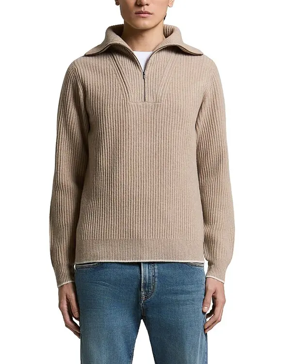 Peserico Cable Knit Extra Fine Wool & Cashmere Half Zip Sweater