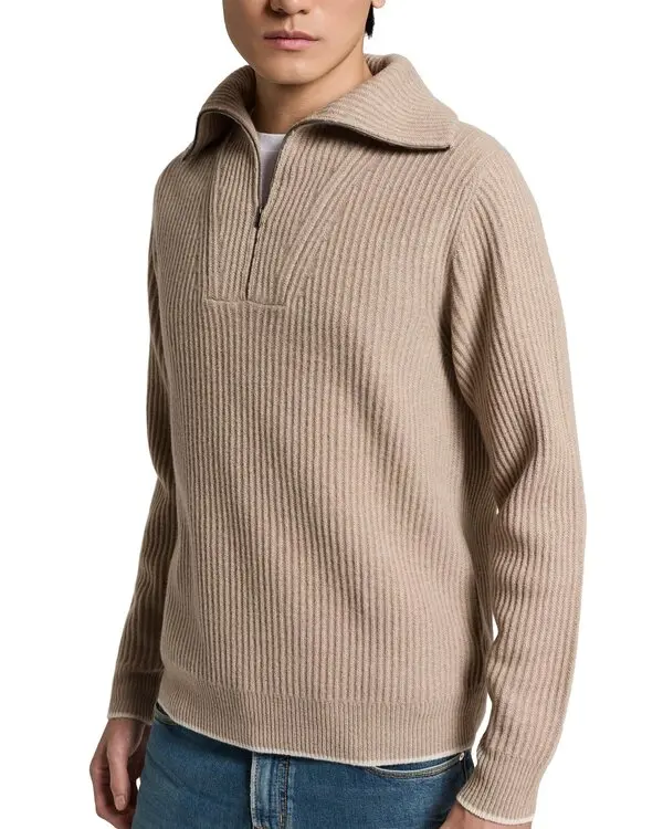 Peserico Cable Knit Extra Fine Wool & Cashmere Half Zip Sweater
